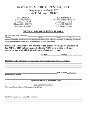 Fillable Online Transfer of Records Form - GoodLife Medical Center Fax ...