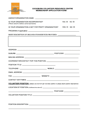 Fillable Online Cockburn VRC membership form 2 Fax Email Print - pdfFiller