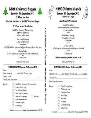 Fillable Online Christmas Booking Form Fax Email Print - pdfFiller