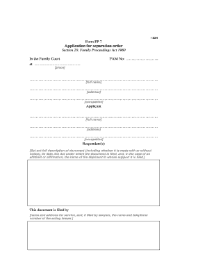 Fillable Online justice govt Application for separation order Fax Email ...