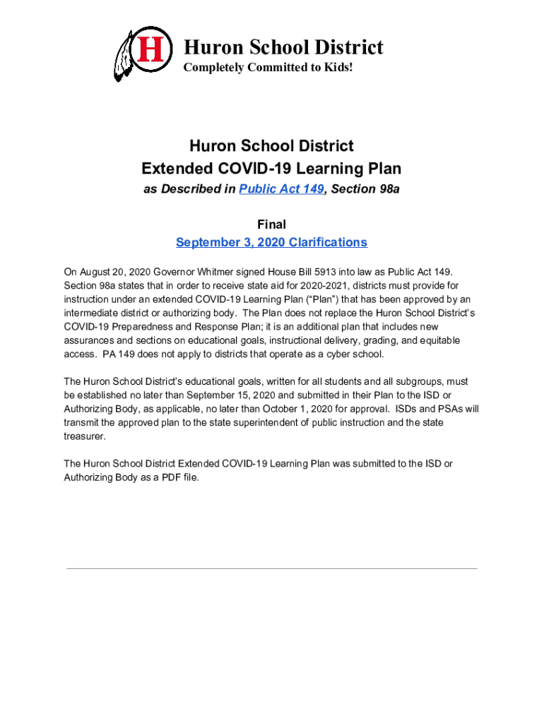 Fillable Online Harbor Beach Community Schools Learning Loss Plan Fax ...