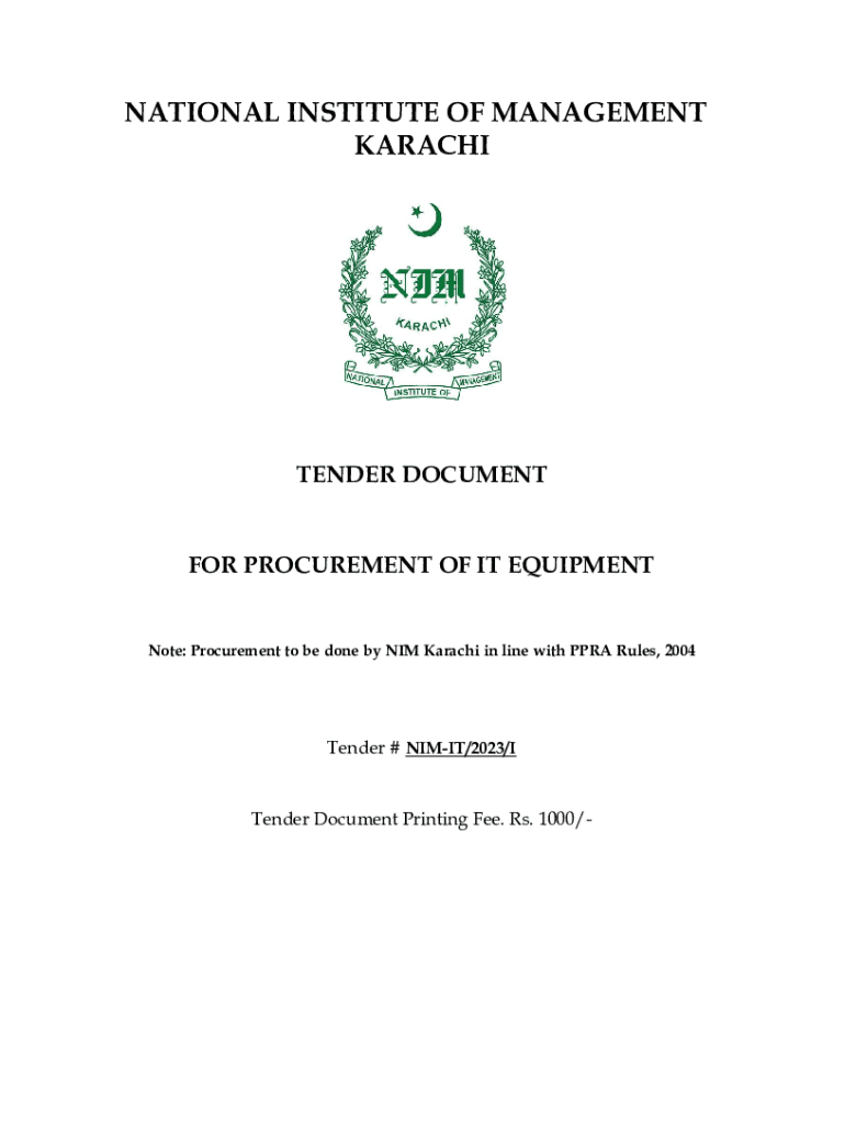 Fillable Online Tender Document IT Equipments Fax Email Print - pdfFiller