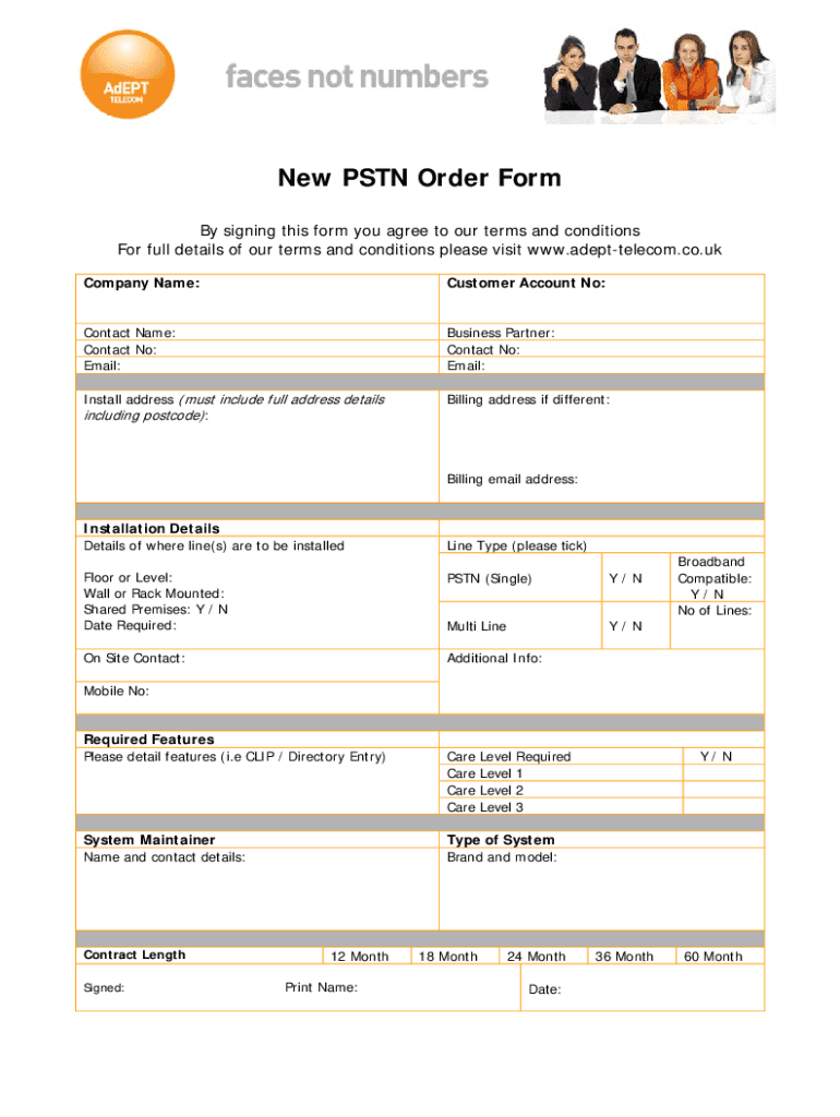 Fillable Online Fillable Online HOSTED VOIP ORDER FORM - Adept ... Fax Email Print - pdfFiller