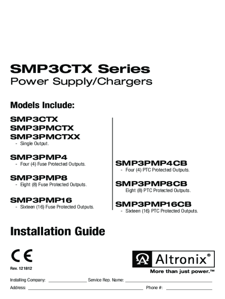 Fillable Online SMP3CTX - Altronix Power Supply/Chargers w/ Enclosure ...