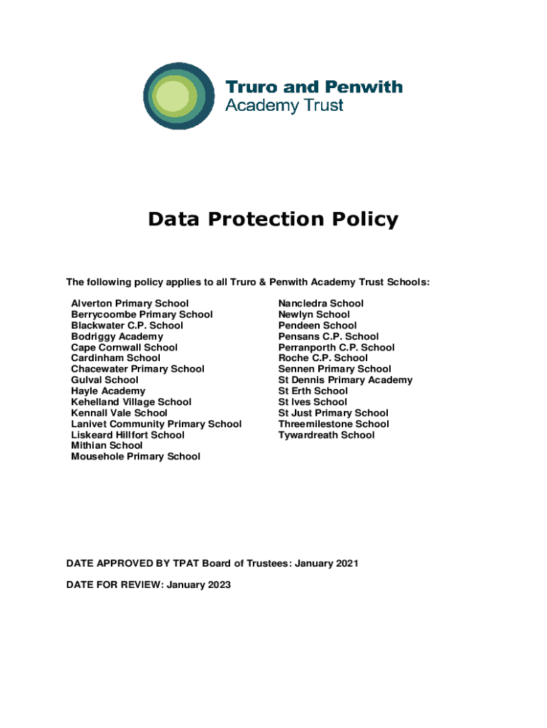 Fillable Online Data Protection Policy A. Related Truro ... Fax Email ...
