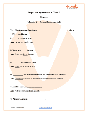 Fillable Online Acids, Bases and Salts Class 7 Science Notes - Chapter ...