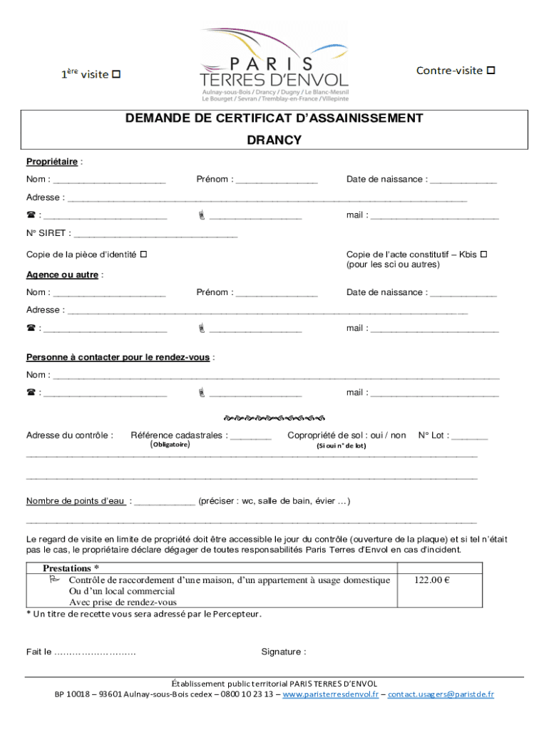 Remplissable En Ligne Demande de contrle de conformit Assainissement ... Fax Email Imprimer ...