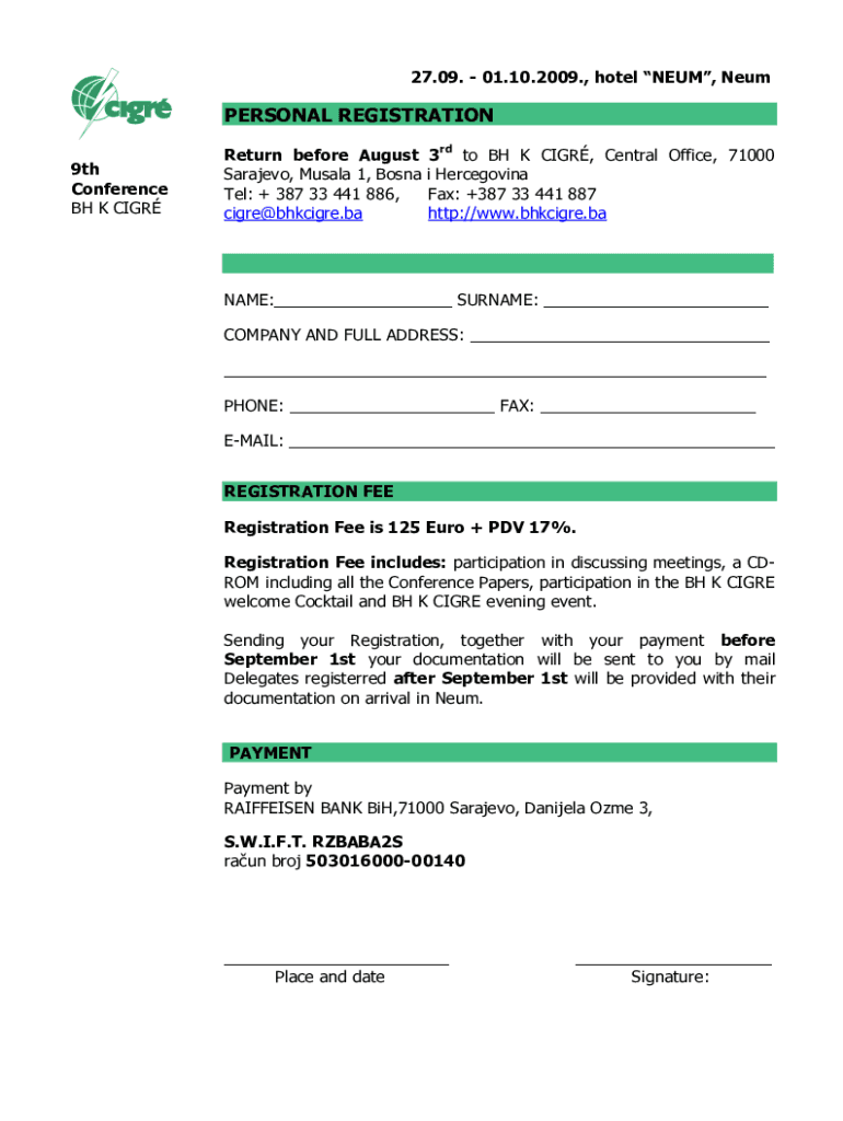 Fillable Online 14th BH K CIGRE Conference Fax Email Print - pdfFiller