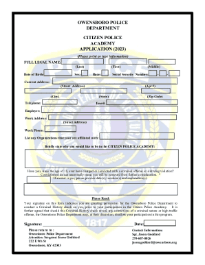 Fillable Online police owensboro Citizen Police Academy - Owensboro ...