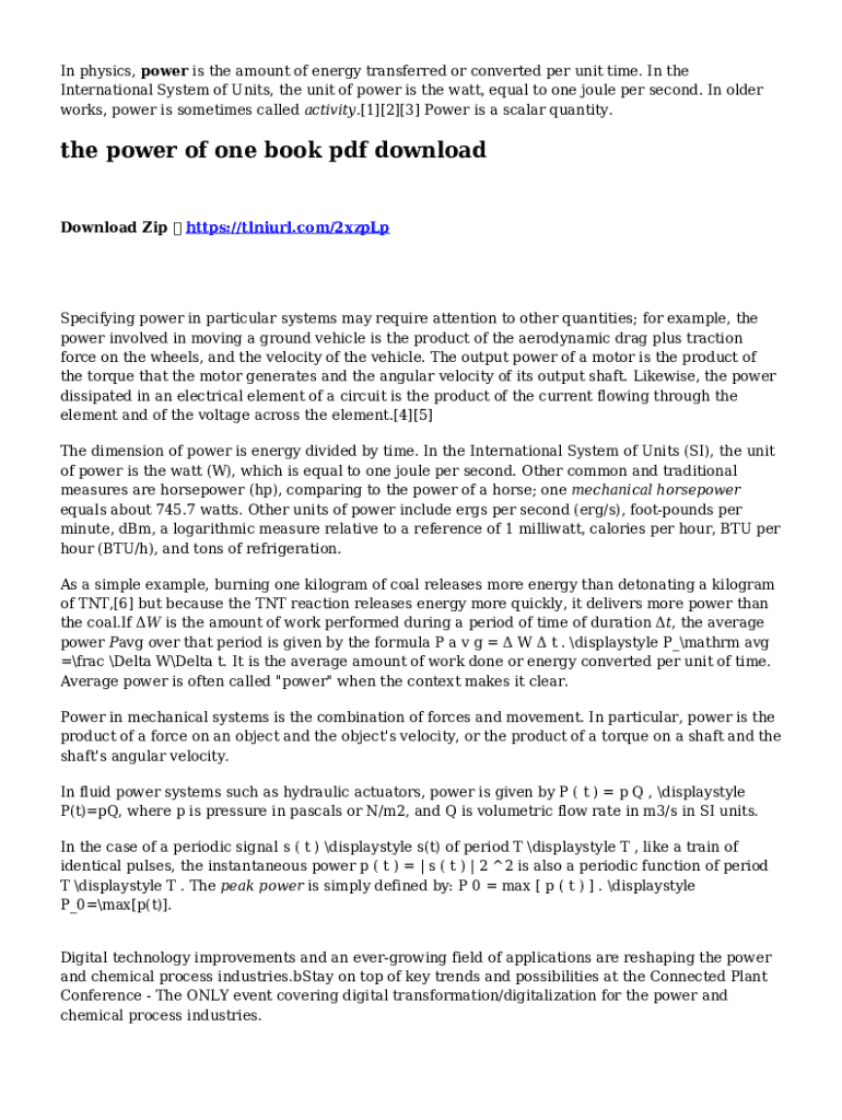 Fillable Online The Power Of One Book Pdf Download Fax Email Print ...