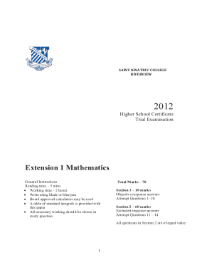 Fillable Online Maths Extension 1 Resources - Excel Past HSC Questions ...