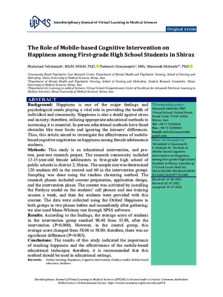 Fillable Online The Role of Mobile-based Cognitive Intervention on ... Fax Email Print - pdfFiller