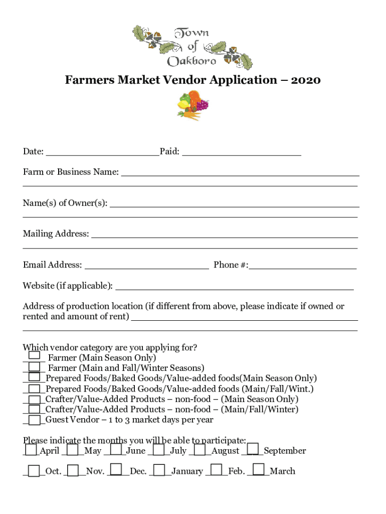 Fillable Online Farmers Market Location Form Fax Email Print - pdfFiller