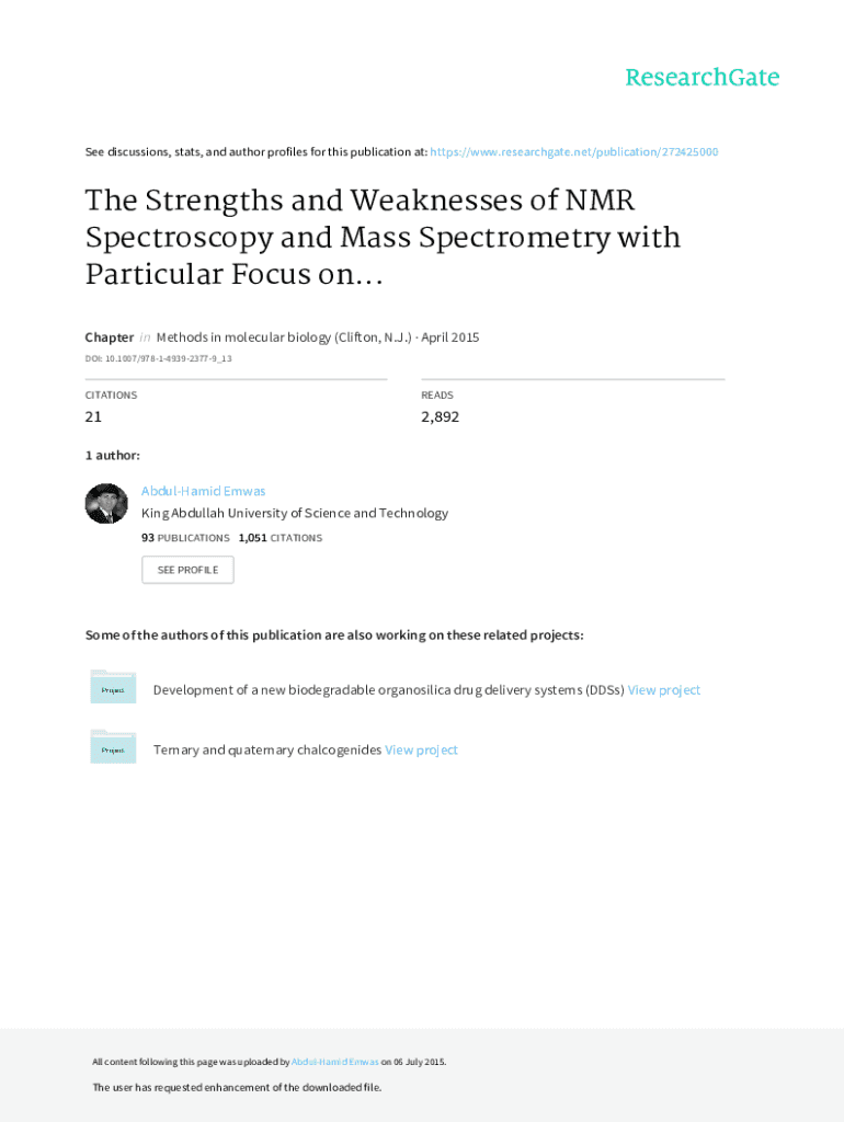 Fillable Online biotecnologiaindustrial fcen uba The Strengths and Weaknesses of NMR ...