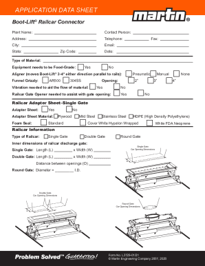 Fillable Online APPLICATION DATA SHEET - Boot-Lift Railcar Connector ...