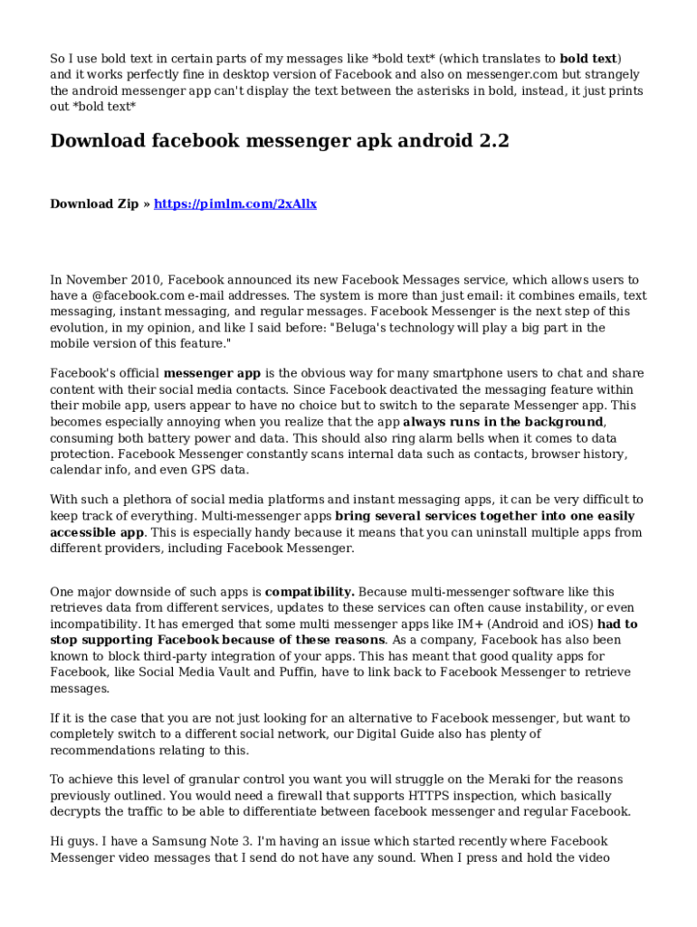 Fillable Online Can't type/view bold text in Android Facebook Messenger ...