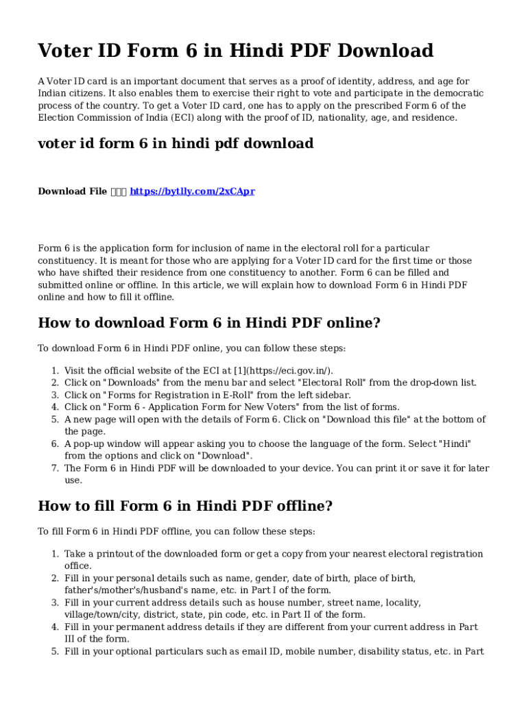 Fillable Online Form 6 - Application Form for New Voters - Fax Email ...