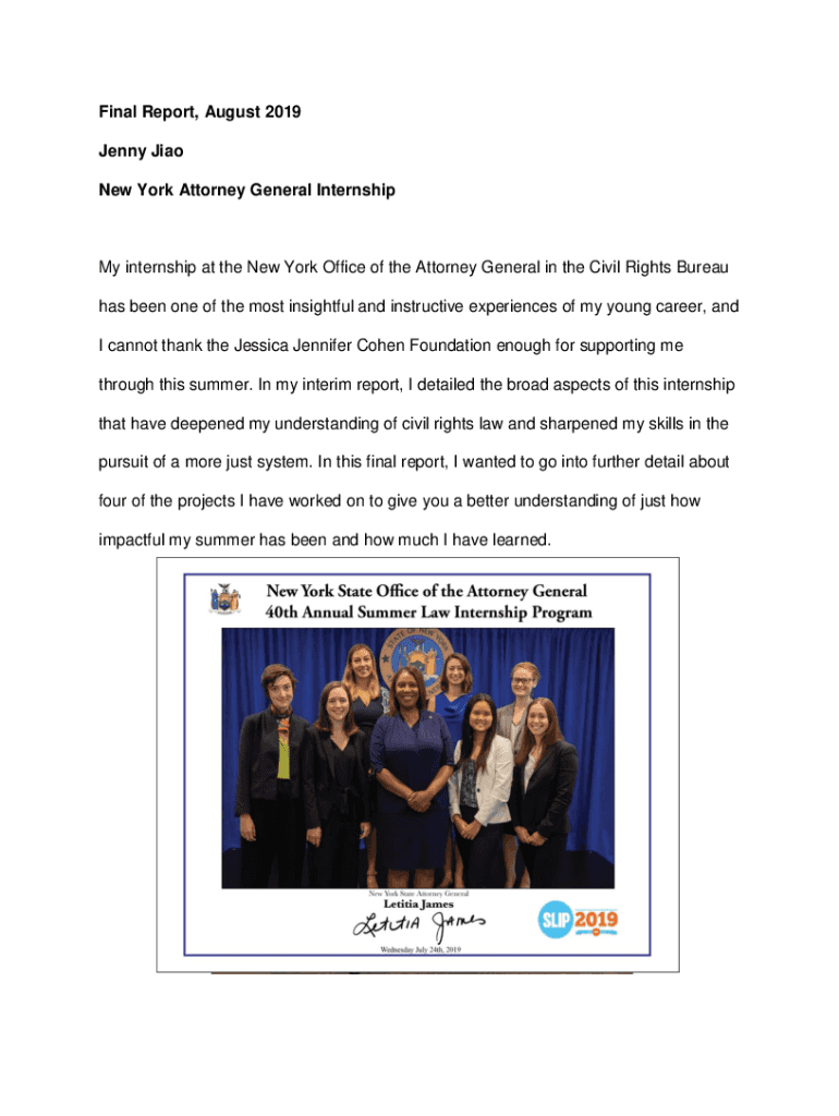 Fillable Online Final Report, August 2019 Jenny Jiao New York Attorney ... Fax Email Print ...