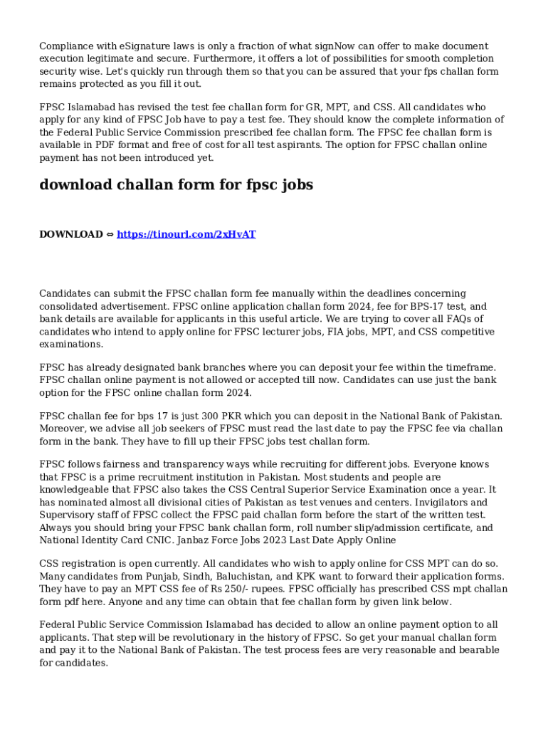 Fillable Online Download Challan Form For Fpsc Jobs Fax Email Print ...