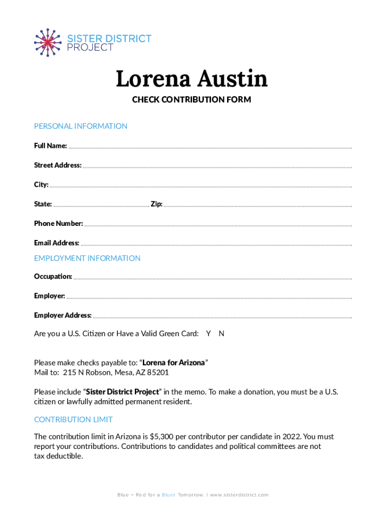 Fillable Online Lorena for ArizonaLorena Austin for AZ State House Fax ...