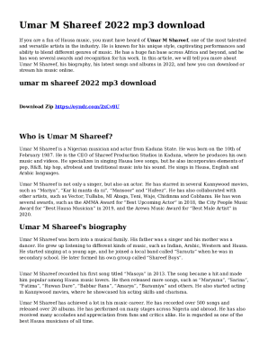 Fillable Online Umar M Shareef - Songs Fax Email Print - pdfFiller