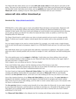 Fillable Online Minecraft Skin Editor Download Pc Fax Email Print ...