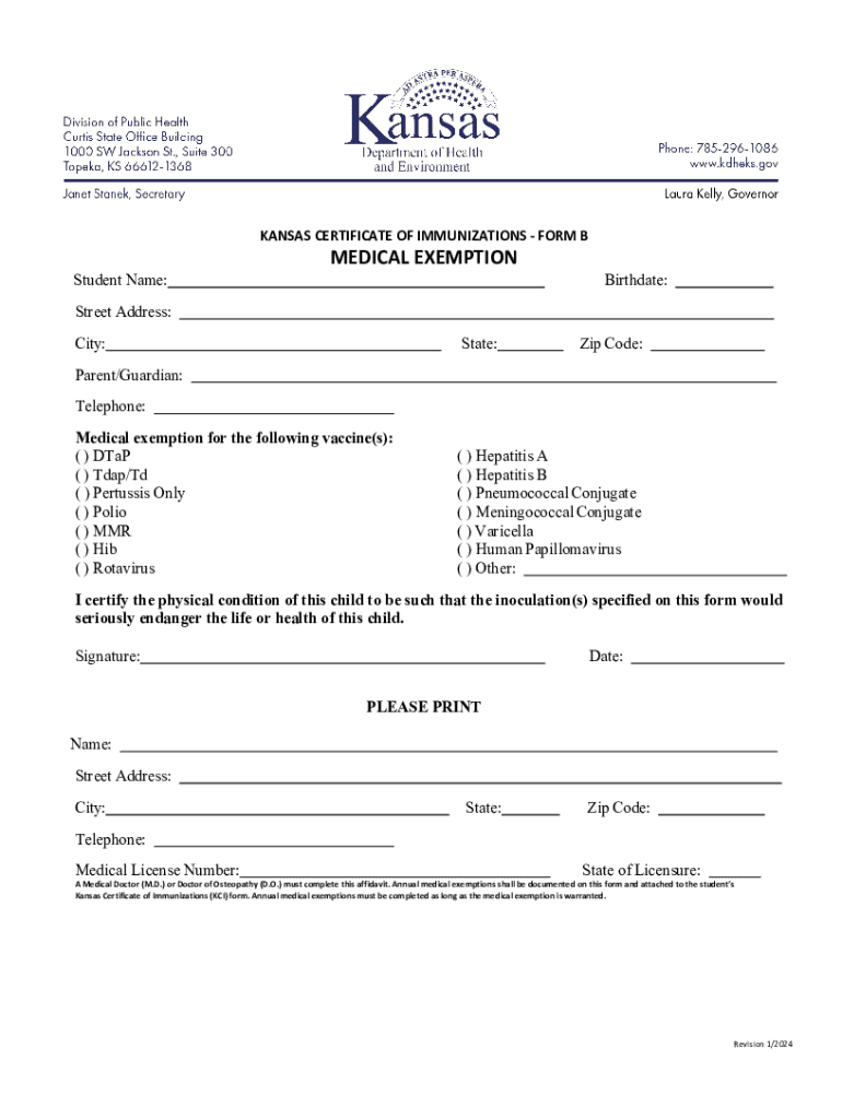 Fillable Online Kansas Certificate of Immunizations Fax Email Print ...
