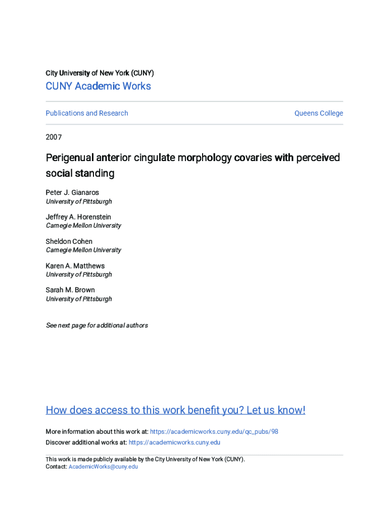 Fillable Online academicworks cuny Perigenual anterior cingulate ...