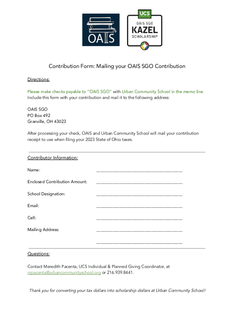 Fillable Online SEHS Scholarship Granting Organization - Contribution ...