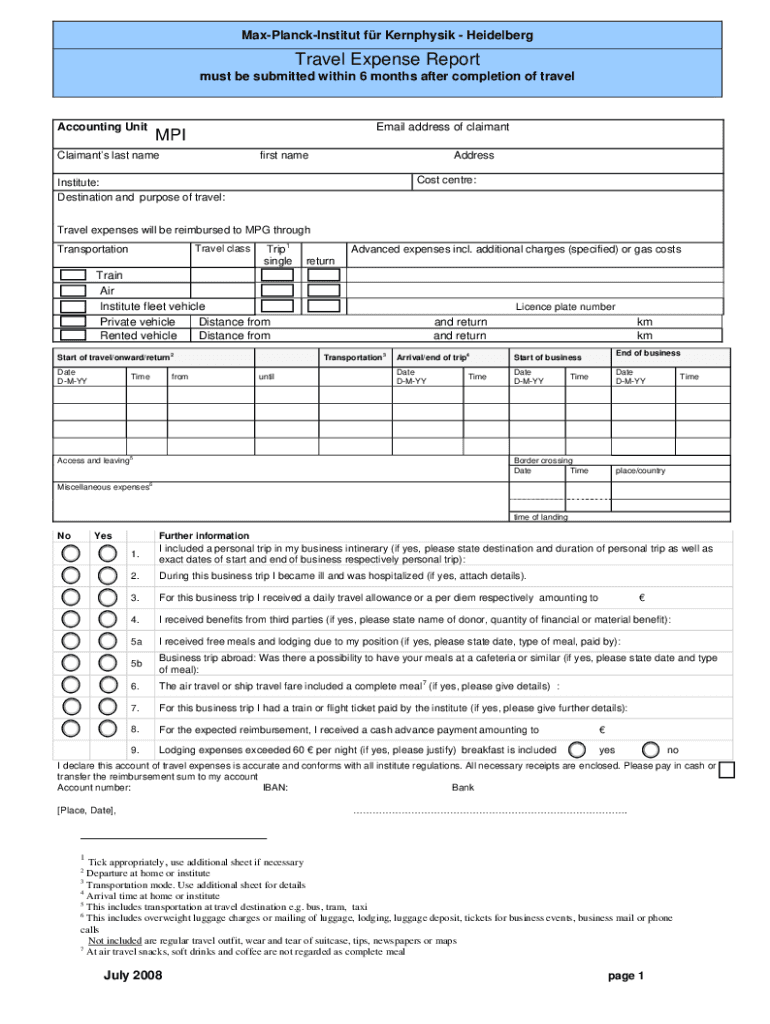 Fillable Online lxmi mi infn Expense report instructions - Inside Fax Email Print - pdfFiller