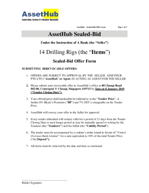 Fillable Online 14 Drilling Rigs (the Items) - ASSETHUB TENDER SALE Fax ...