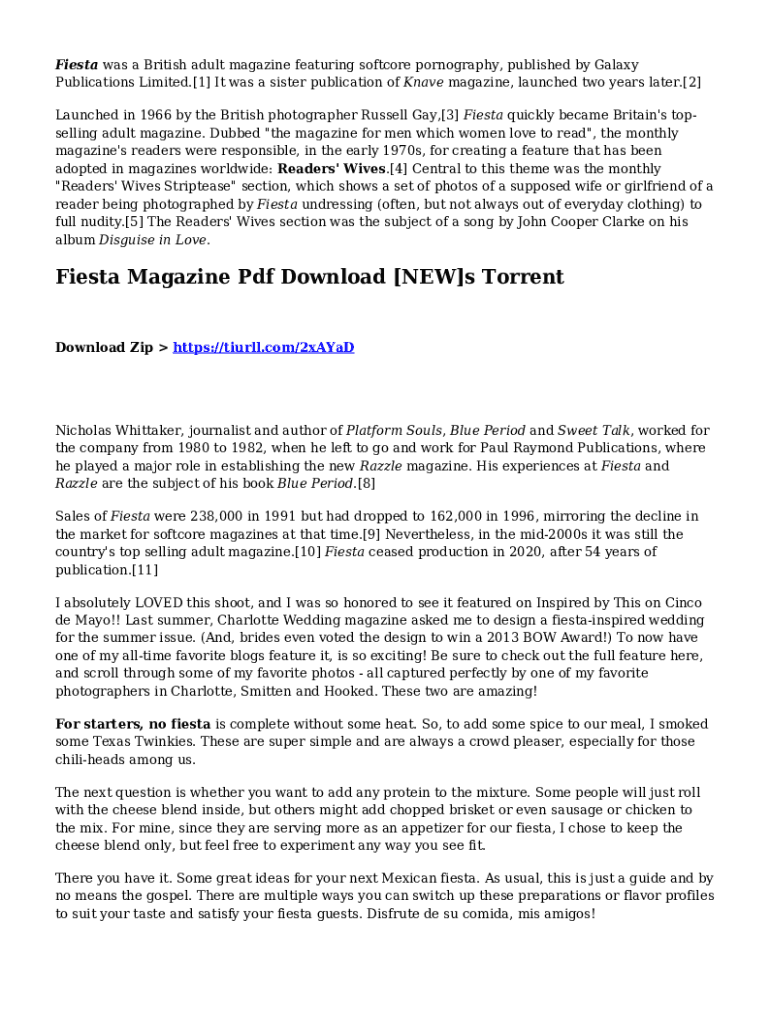 Fillable Online Fiesta Adult Magazine Vol 28 Issue 8 by Ross Gilfillan ...