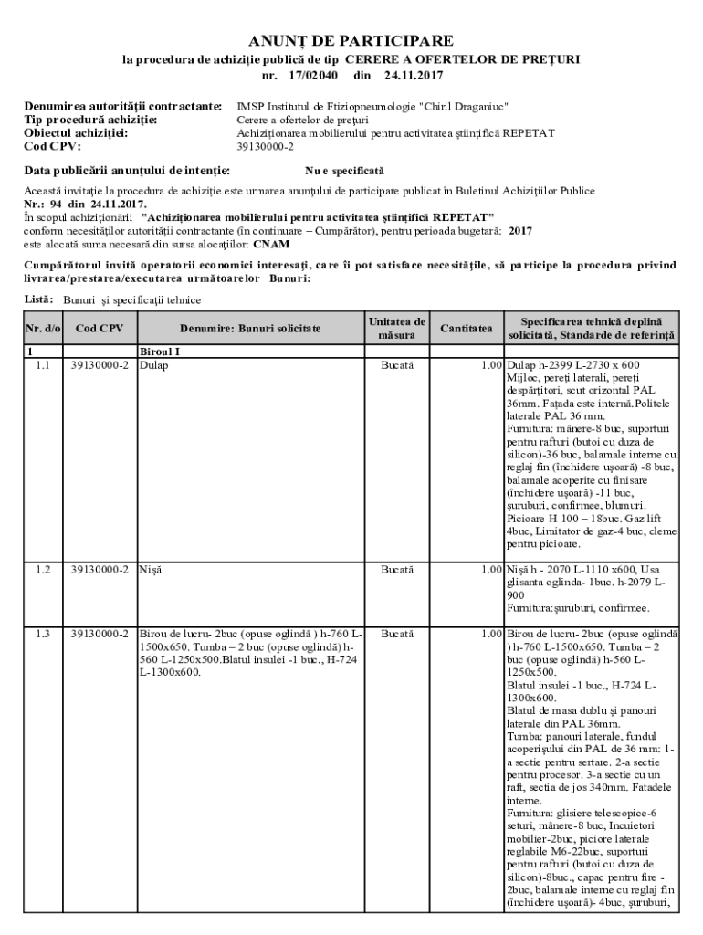 Fillable Online Anexa-3.7-Model-de-procedura-operationala-de-achizitii ...