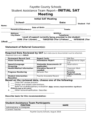 Student Assistance Team (SAT) Tracking Log Doc Template | pdfFiller