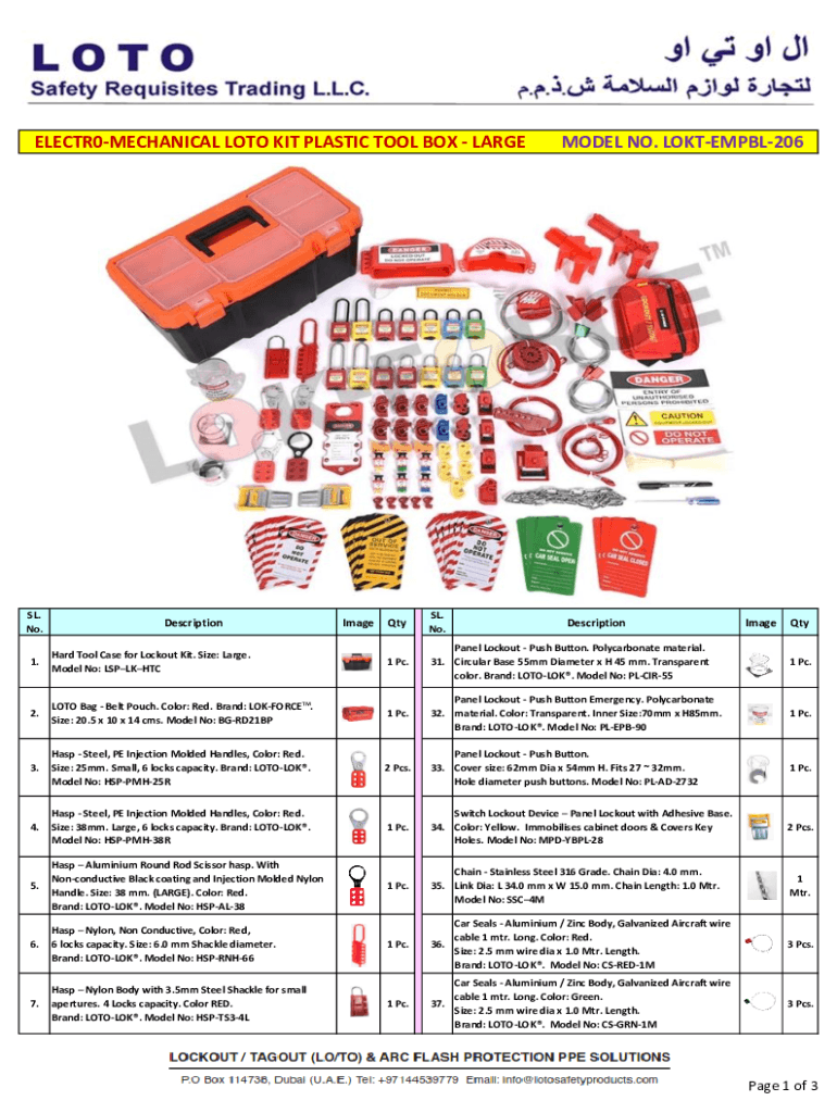 Fillable Online Brady Electrical Lockout Toolbox Kit With Safety ...