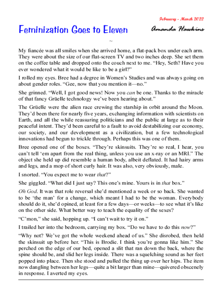 Fillable Online Feminization Goes to Eleven. TG Story (with face swap ...