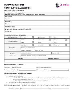 Remplissable En Ligne Formulaire de demande de permis pour construction ...