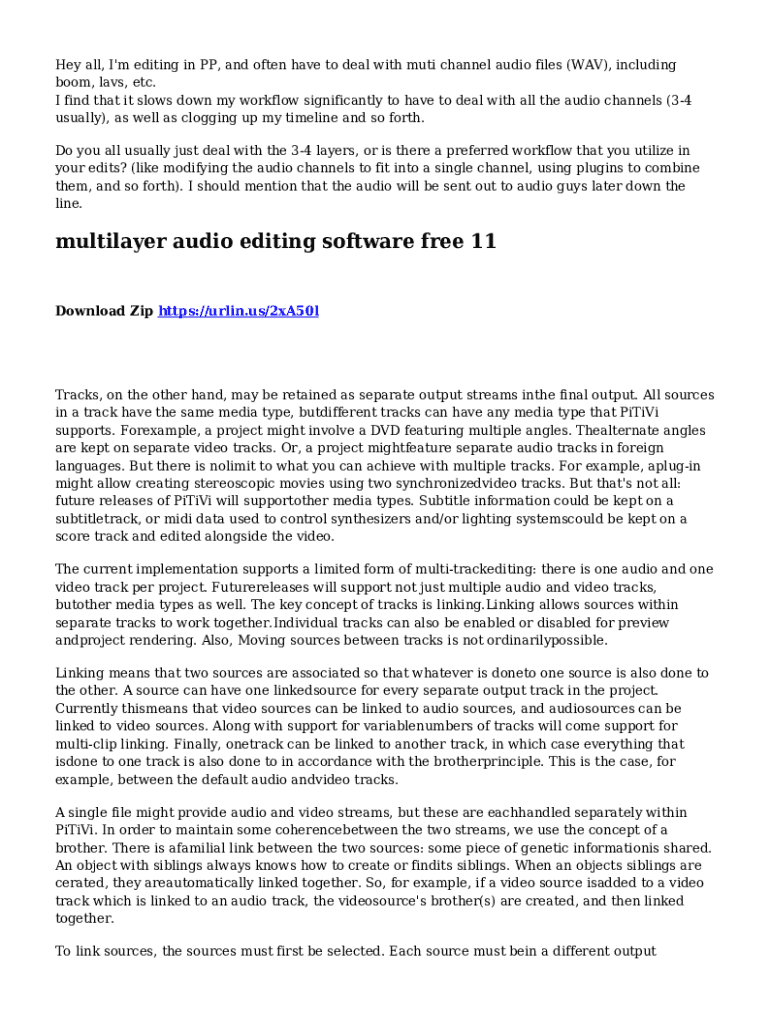 Fillable Online What's your multi-channel audio editing workflow for ...