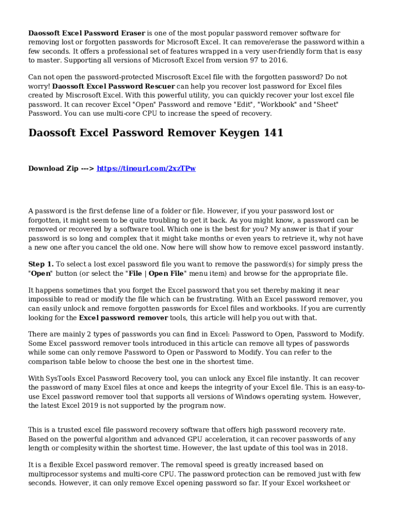 Fillable Online Office Password Eraser - Remove the Lost MS Office File ...