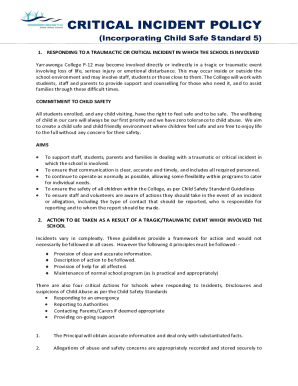 Fillable Online yarrawonga vic edu Critical Incidents & Responding to ...