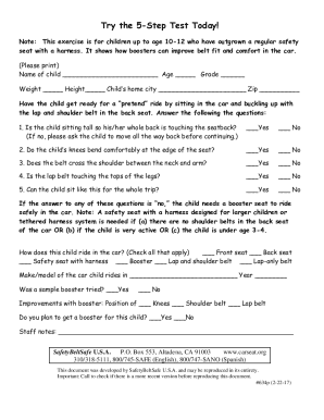 Fillable Online The 5-Step TestHow to Know if a Child Can Ride Safely ...