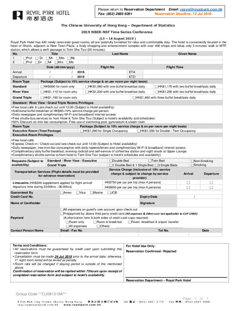 Fillable Online Royal-Park-Hotel-Hotel-Reservation-Form- ... Fax Email ...