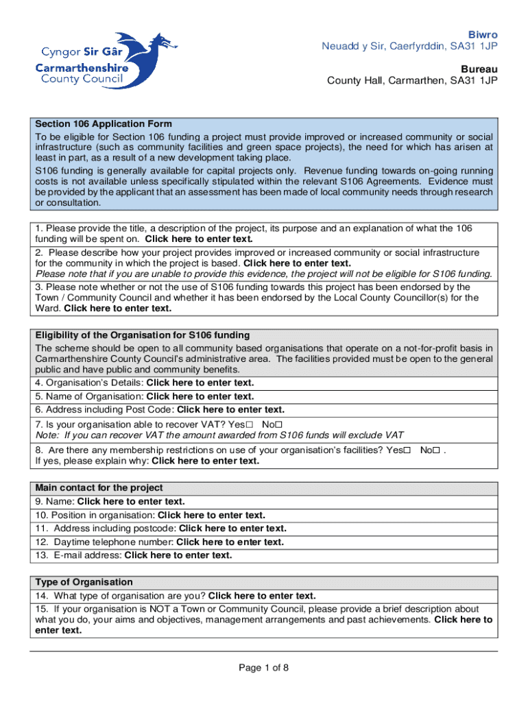 Fillable Online Section 106 Application Form Fax Email Print - pdfFiller