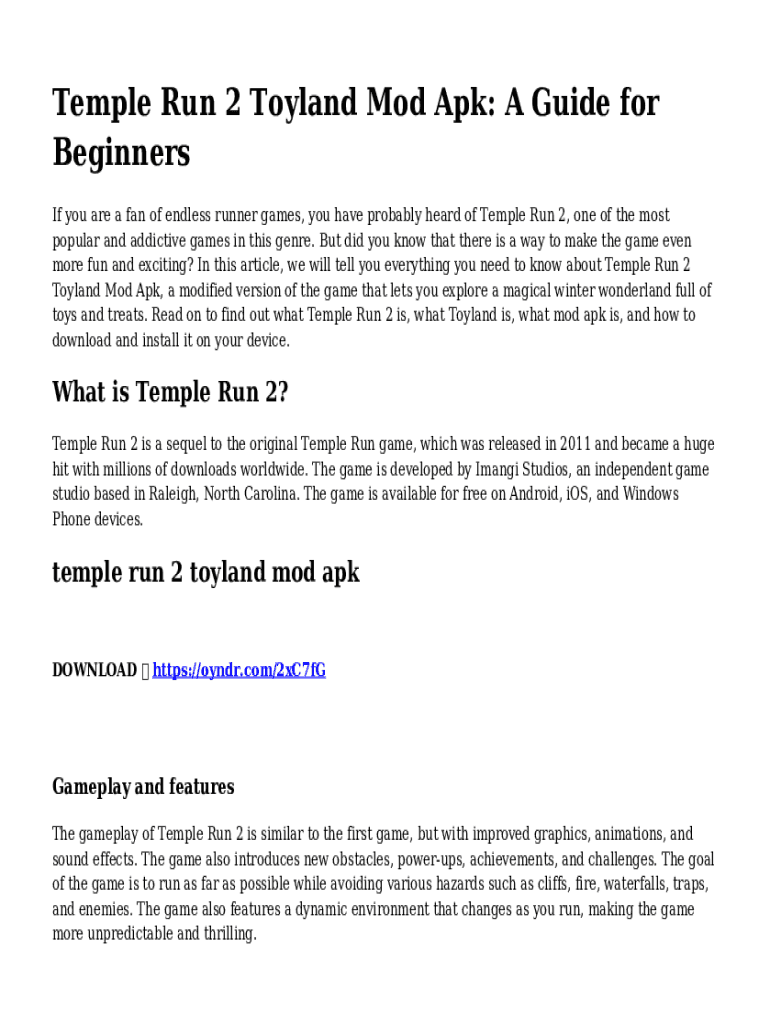 Fillable Online Temple Run 2 - Guide to Maximize Your Winnings Fax Email Print - pdfFiller
