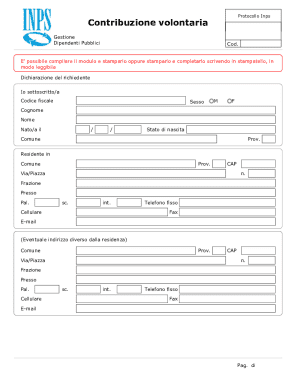 Fillable Online Modello Contribuzione volontaria. Ver. 1.7 Fax Email ...