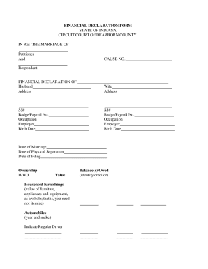 Fillable Online financial declaration form state of indiana circuit ...