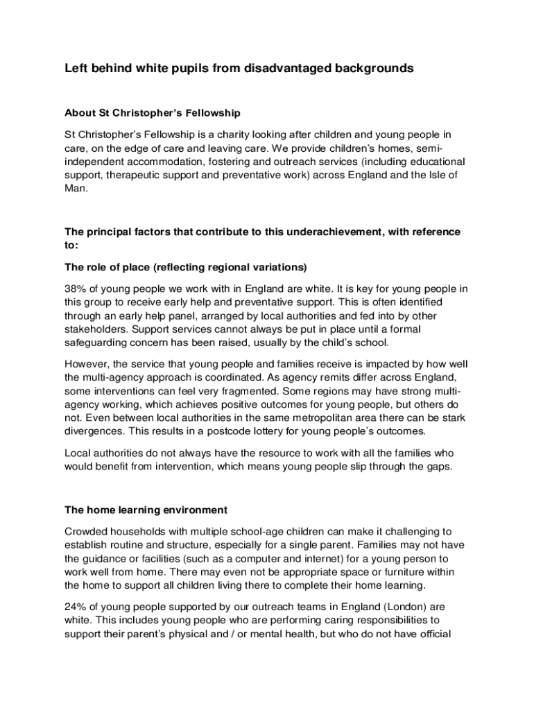 Fillable Online The forgotten: how White working-class pupils have been let ... Fax Email Print ...