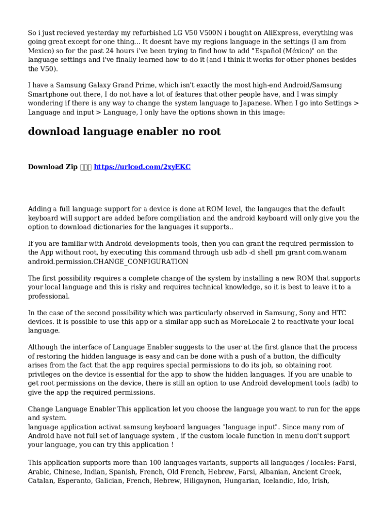 Fillable Online How to enable missing languages on Korean LG V50 in 5 ...