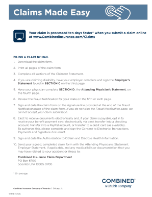 Fillable Online Combined Insurance Claim FormFill Out and Use This PDF ...