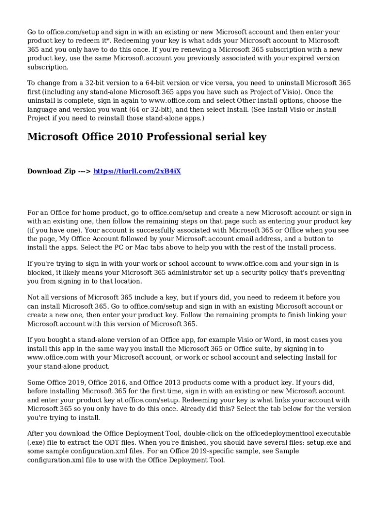 Fillable Online Setup Office.comActivate Office Product Key - Microsoft 365 Fax Email Print ...